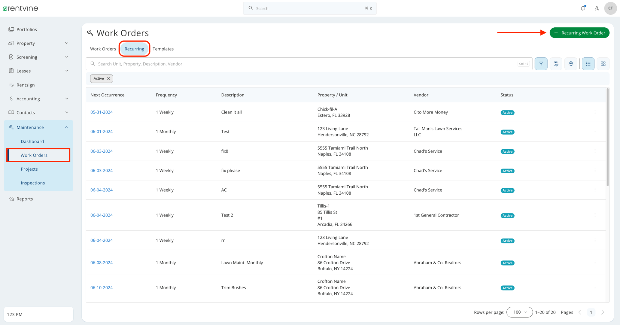 How To Create a Recurring Work Order